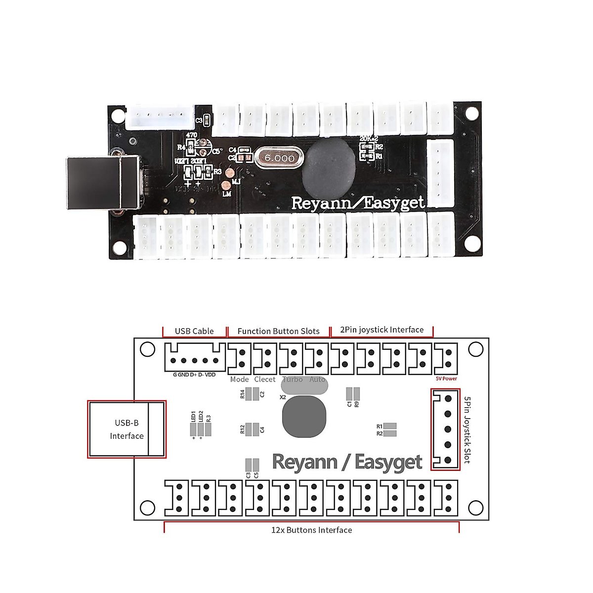 Easyget LED Arcade DIY Parts 2x Zero Delay USB Encoder + 2x 8 Way Joystick + 20x LED Illuminated Push Buttons for Mame Jamma Arcade Project Red + Blue Kits