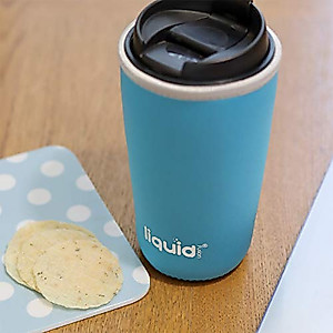 Grand Fusion Frapp-Wrap Coffee Cup Holder, Drip-Proof and Reusable Hot and Iced Coffee Sleeve for Travel, No Sweating Condensation on Papers or Desks, Comfortable on Hands, Light Blue