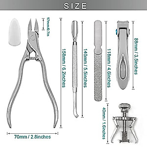 VOGARB 5pcs Large Nail Clippers Set for Thick/Ingrown Nails Toenail and Fingernail Long Handle Trimmer Wide Opening Cutter Heavy Duty Professional Podiatrist Pedicure Tool for Adult Seniors(JCDK5PS)