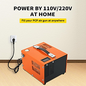 TUXING PCP Air Compressor, Portable 4500Psi/30Mpa, 8MM Quick-Connector Compatible for PCP Air Gun with Water/Oil Separator, Built-in Power Adapter(110V AC or 12V Car Battery)