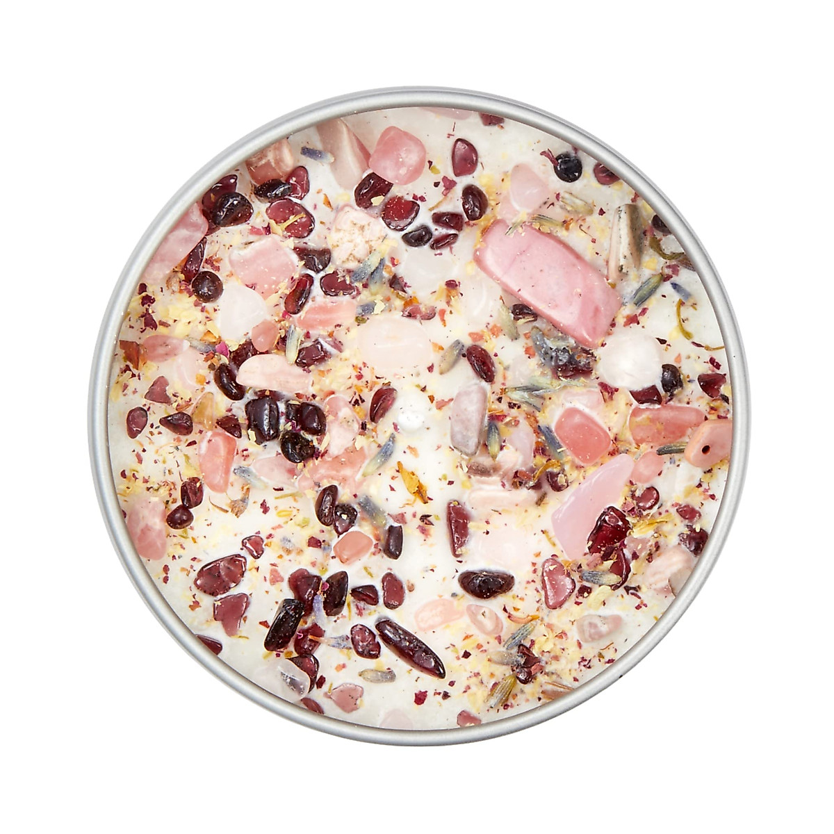 Romance Candle by New Moon Beginnings - Love Ritual Candles - Dried Flower, Herb, & Crystal Candles - Aromatherapy Candles - Soy Candle - 8oz Tin