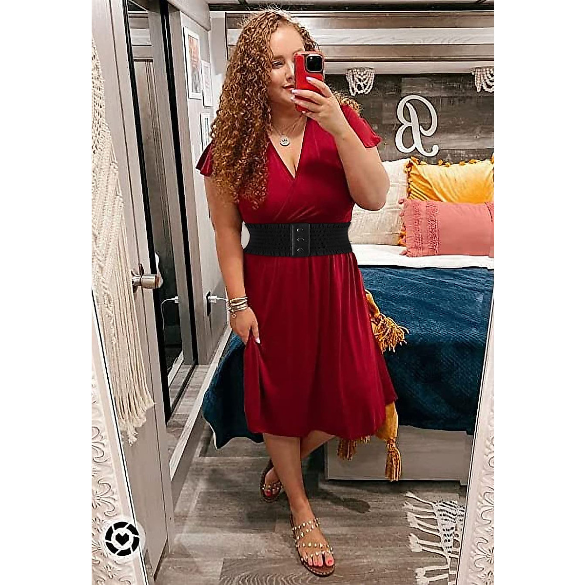 ALAIX Women's Wide Belt Stretchy Dress Belts Elastic Snap-Button Corset Belts for Women Waist Belt Waistband