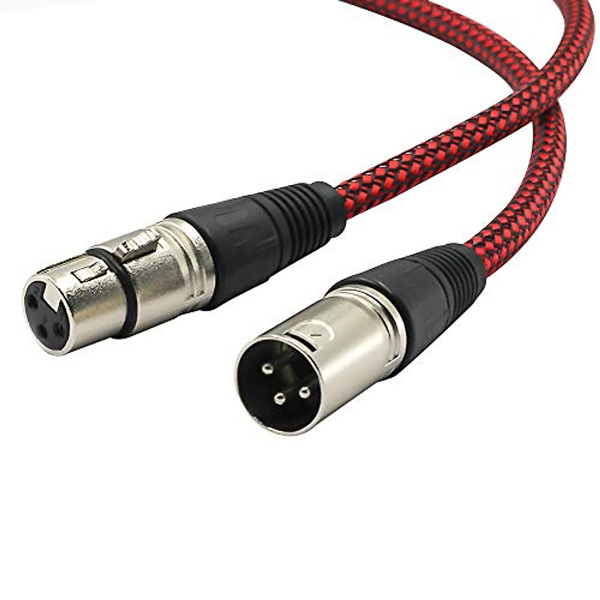LoongGate Premium XLR Male to Female 3 Pin Plug Nylon Braided Shielded Professional Mic Audio Balanced Cable for Recording Applications,Mixers,Speaker Systems (2m/6ft)