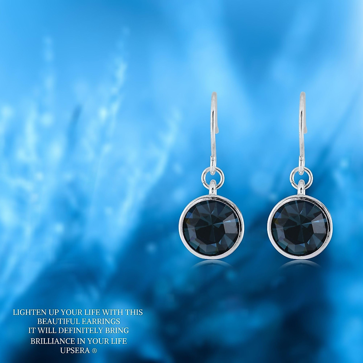 Crystal Dangle Earrings - Austrian Crystal Drop Hook Earrings Silver Tone - Everyday Wear For all Occasions - Jewelry Gift for Women - Created Montana Navy Blue