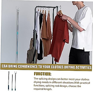 Abaodam 4pcs stitching clothes rail outdoor window shade stainless steel hangers outdoor tools Retractable closet pole extended closet pole clothing hook pole Professional Clothes Rod CD