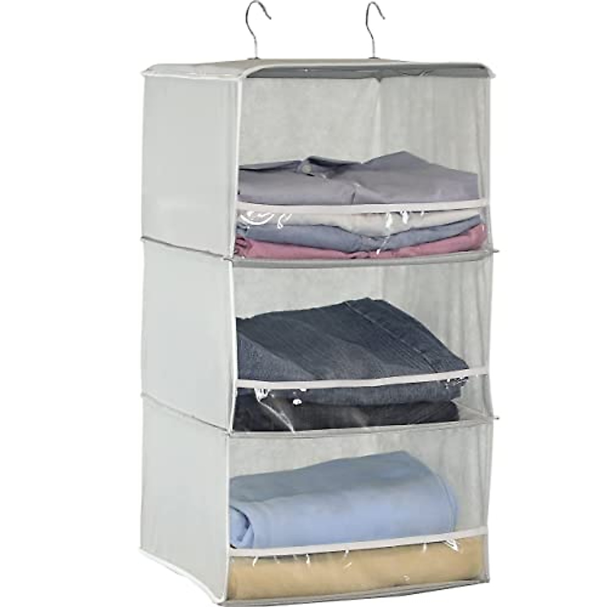 Simple Houseware 24 Section Hanging Shoe Shelves Closet Organizer + 3 Shelves Hanging Closet Organizer, Gray