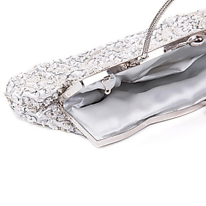 LIFEWISH Women's Evening Bag Beaded Sequin Design Metal Frame Kissing Lock Satin Interior Evening Clutch