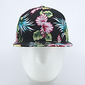 The Vintage Year Urban Flat Bill Snapback Blank Hawaiian Two Tone Cotton Adjustable Hip Hop Hats Baseball Caps (Hawaiian)