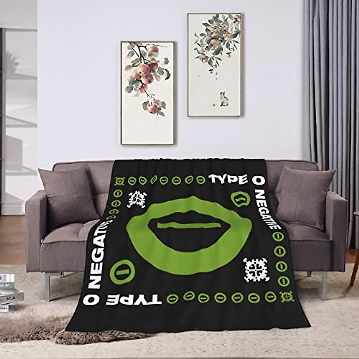 Type Music O Negative Blanket Soft Warm Flannel Fleece Blanket Throw Blankets for Bed Couch 50"x40"