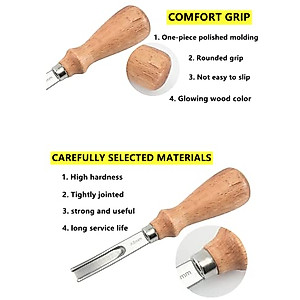 XILEWHZF Leather Edge Skiving Beveler Tool Set, Wide Mouth Leathercraft Edge Skiving Beveler Leather Edge Trimmer with Wooden Handle Three Sizes(4mm,6mm and 8mm)