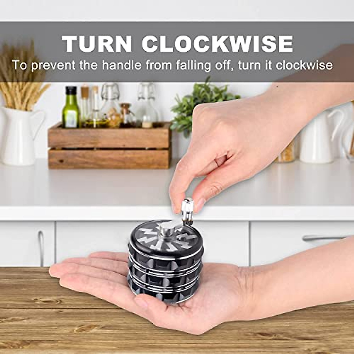 2.5 Inch Hand Crank Grinder, Potable Large Grinder With Clear Top Cover, Best Gift(Black)