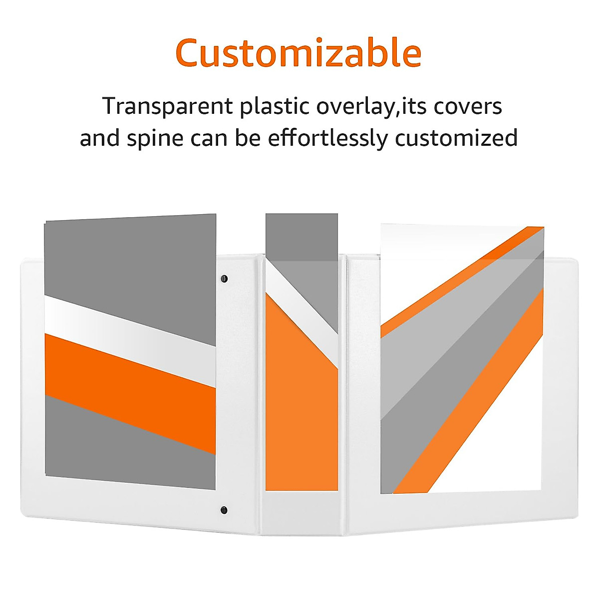 Amazon Basics 3 Ring Binder with 2 Inch D-Ring and Clear Overlay, White, 4-Pack