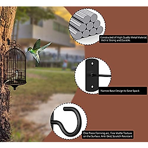 ASZUNE Plant Hook 6inch,Plant Hanger Shepherds Plant Bracket for Wall Hanging Wind Chimes Lanterns,Bird Feeder,Flower Basket,Home Decor Indoor & Outdoor 2 Pack Black