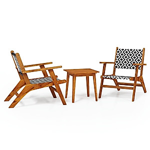 Camerina 3 Piece Patio Bistro Set Bistro Set Patio Furniture Set Patio Bistro Set Outdoor Patio Table and Chairs Solid Acacia Wood 316251