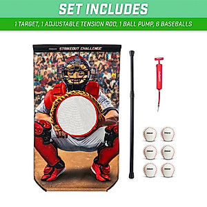 GoSports Strikeout Challenge Baseball Toss Doorway Game - Includes Universal Door Frame Tension Rod and Inflatable Baseballs with Ball Pump