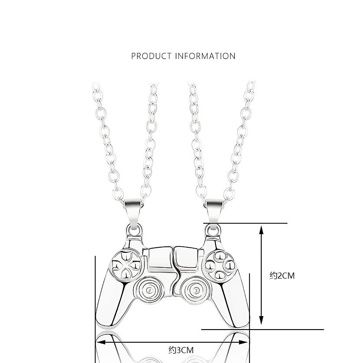 COLORFUL BLING Magnetic Game Controller Necklaces Punk Matching Friendship Necklace Game Console Couple Necklace for Couples or Best Friends-B