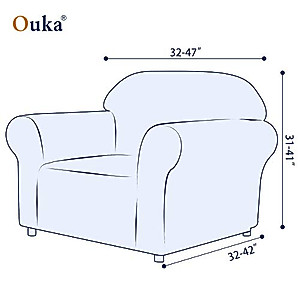 Ouka 1-Piece Slipcover, Superior Stretch Sofa Cover for 1-Seat, Soft Furniture Protector with Elastic Bottom(Wine, Small)
