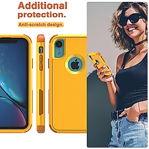 YmhxcY for iPhone XR Case iPhone XR Phone Case with [2 Pcs] EPU Flexible Screen Protectors,[Shockproof] [Dropproof] Protection Cover for Apple iPhone XR 6.1"-Yellow