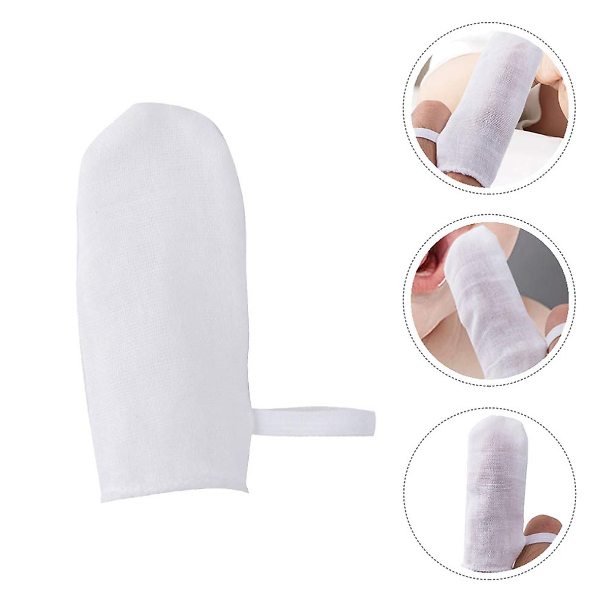 Healifty 18pcs Teeth Gauze Infant Finger Clean Oral Toothbrush Infant Mouth Cleaner Cotton Gauze Elastic Finger cot for 0-36 Months White