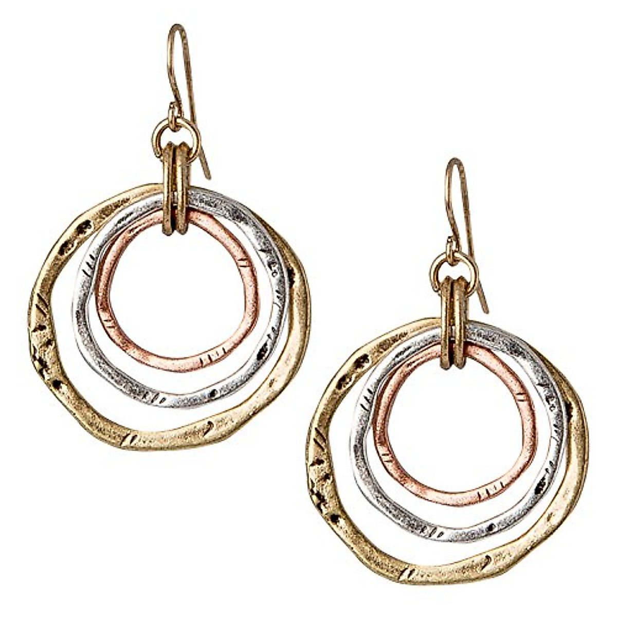 3 Circle Boho Antiqued 3 Tone Earrings for Women | SPUNKYsoul Collection