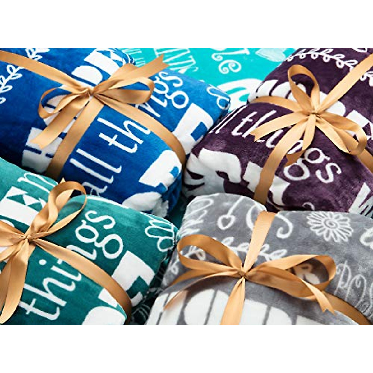 Chanasya Hope and Faith Gift Throw Blanket - Cozy, Warm and Fluffy Sherpa - Sends Positive Energy, Inspirational Uplifting, and Comfort for Best Friend, Women, Men, and Partner (65x50 inches) Blue