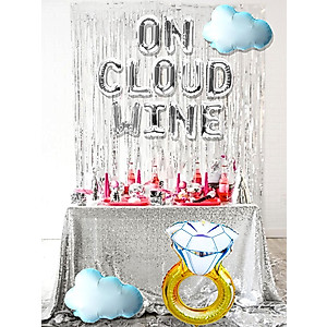 LaVenty On Cloud Wine Balloon Banner Bubbly Bar Banner Mimosa Bar Decorations Vino Bachelorette Party Bridal Shower