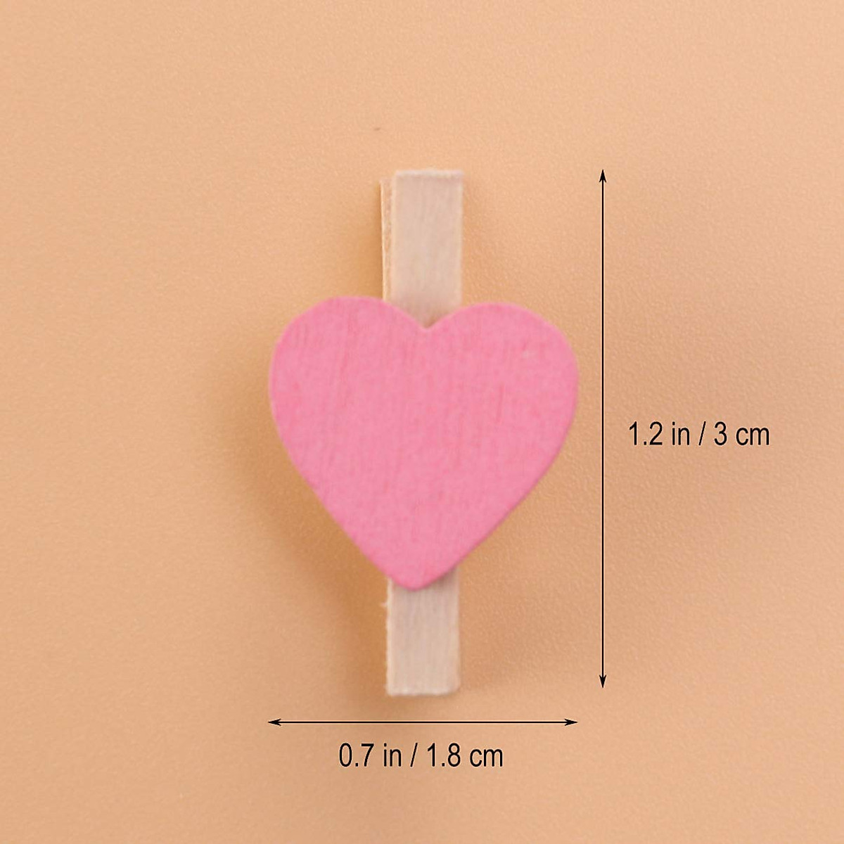 NUOBESTY 50pcs Clothes pins Mini Wooden Clips Clothespins Crafts Clips with Hearts for Wedding Party Valentines Day Decoration Photo Wood Clip Clothespin