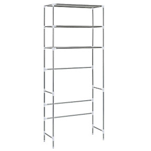 loibinfen 3-Tier Storage Rack Over Laundry Machine, 3-Tier Laundry Room Shelf Over The Washing Machine, Silver Storage Rack Bathroom Organizer Stand Space Saver Shelving Units 27.2"x11"x66.5", -192