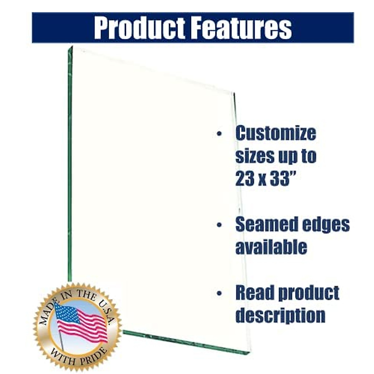 1/8" Thick Custom-Sized Glass Cuts - 1 Count Crystal Clear Picture Frame, Window Glass Replacement Panes, Scratch Resistant Frame Glass for Medicine Cabinet/Curio Shelves, Window panes, Lanterns