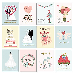 BIROYAL 12 Wedding Cards for Bride and Groom with Envelopes, 5"x8" Wedding Card Congratulations, Blank Inside Bridal Shower Cards, Wedding Shower Cards for Engagement, Wedding Congratulations, Newlywed