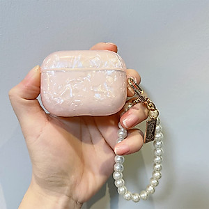 ZHIRUAN Compatible with Airpods 3rd Generation 2021 Case Cover with Pearl Keychain for Women Girl Airpods 3 Accessories for 3rd Generation AirPods Charging Case (Pink)