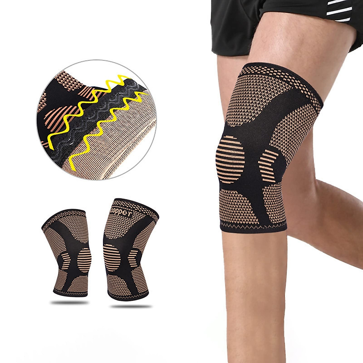 Grebest 1 Pair Knee Brace,Knee Protector Soft Fabric Breathable Wear-Resistant High Stretchy Protective Gear Leg Knee Pad for Gym, Workout, Sports B XL XL