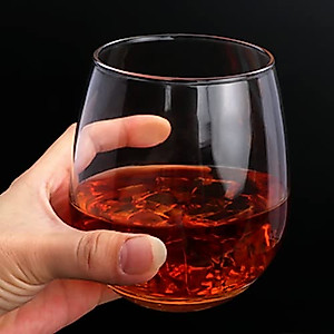 Stemless Wine Glasses Set of 12,16 OZ Stemless Wine Glass Cups,Clear Christmas Red Wine Glassware White Wine Glass Tumblers,Elegant Crystal Bourbon Glasses Water Cups for Wine,Whiskey