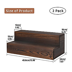 TIRYIUOU Bottle Display Shelf 2 Pack, Wood Bar Bottle Shelves,Tabletop Wine Rack,Tiered Bottle Stand, Bar Shelf Stand for Liquor, Liquor Bottle Display Shelf, Bar Display, Home Storage