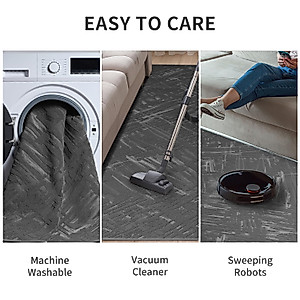 AMOAMI 3D Modern 5x7 Area Rugs Machine Washable Area Rug Non Slip Dark Grey Rugs for Living Room Super Soft Living Room Rug Room Decor Aesthetic Rugs for Bedroom,Office,Dining Room, Kids Playroom