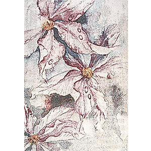 JONATHAN Y CTP204A-8 Pastello Modern Abstract Muted Flowers Indoor -Area Rug, Contemporary, Floral, Tropical Easy-Cleaning,Bedroom,Kitchen,Living Room,Non Shedding, Pink/Gray, 8 X 10