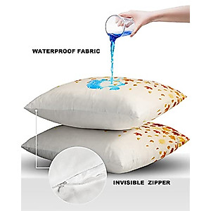 Outdoor Pillows 18x18 Waterproof Outdoor Pillow Covers Fall Marple Leaves Thanksgiving Polyester Throw Pillow Covers Garden Cushion Decorative Case for Patio Couch Decoration Set of 2 Autumn Harvest