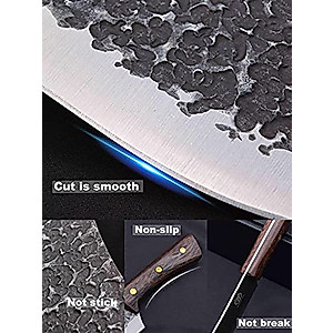 ZENG JIA DAO Butcher Knife - 7'' Bullnose Breaking Knife Meat Cleaver Knife for Meat Cutting - Vacuum Treated High Carbon Steel - Chopping Knife for Kitchen, Outdoor Camping, BBQ 2024 Gift