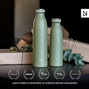 LARS NYSØM Stainless Steel Insulated Water Bottle 12oz 17oz 25oz 34oz 51oz | Insulated Thermo Flask for Hot and Cold Beverages | Leakproof Drinking Bottle (Almond Beige, 1000ml)