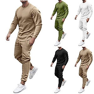 Stoota Mens 2021 2 Pieces Solid & Colorblock Tracksuit Outfit Set, Jogging Sport Gym Sweatsuit Pants Activewear Jumpsuit