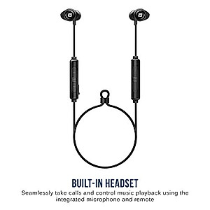 MEE audio M9B Bluetooth 5.0 Wireless in-Ear Headphones with Built-in Headset Microphone - 9 Hours Long Battery Life, IPX5 Waterproof Noise Isolation Earbuds - for Workout Gym Sports Black