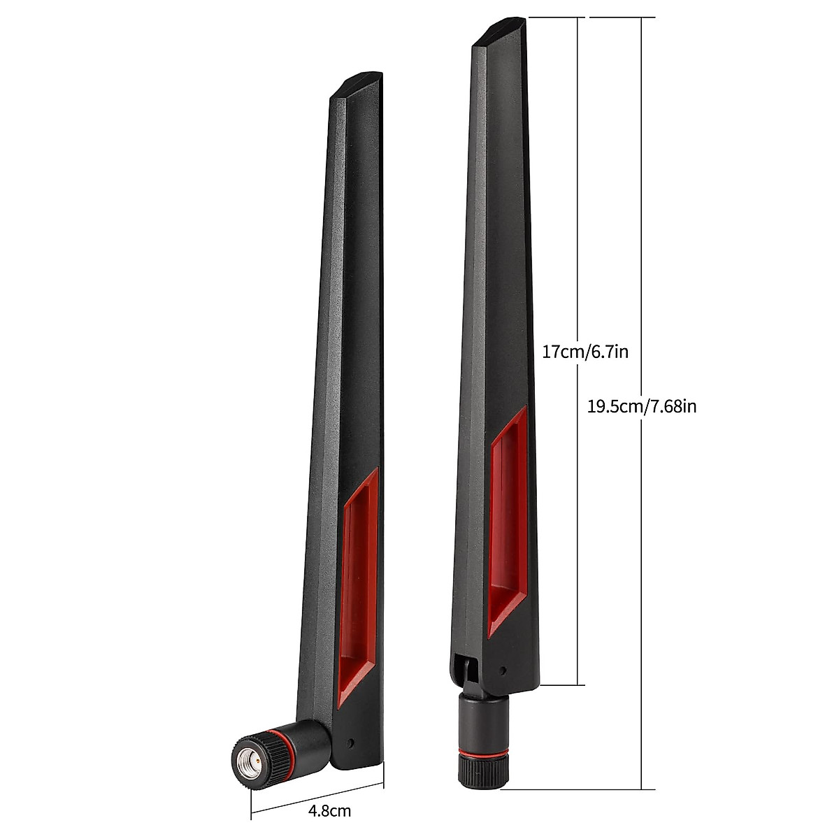 Superbat WiFi Antenna with RP-SMA Male Connector, 2.4GHz 5GHz 5.8GHz Dual Band Antenna for PCI-E WiFi Network Card USB Wireless Camera Router Hotspot etc. 2pcs