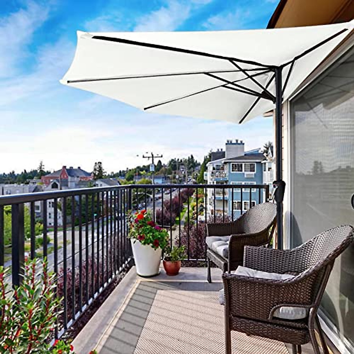 ABCCANOPY Patio Half Umbrellas 11FT (Light Beige)