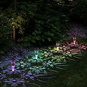 Solar Lights Outdoor , 4Pcs Garden Decor Solar Torch Lights with Color Changing&Warm White 2 Lighting Mode Waterproof Solar Garden Lights for Garden Dark Corner,Flower Bed,Walkway Lighting Decoration
