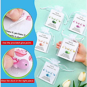 100 Sets Inspirational Gift Include 100 You're Turtley Awesome Animal Pun Thank You Note Cards Greeting Card 100 Mini Sea Turtle Figure 100 Organza Bags for Coworkers Appreciation Pocket Favors