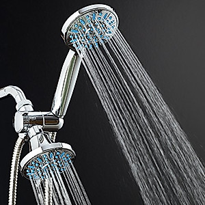 AquaDance Antimicrobial/Anti-Clog High-Pressure 30-Setting Combo Microban Nozzle Protection from Growth of Mold Mildew & Bacteria for Stronger Shower Aqua, Chrome/Wave Blue Jets