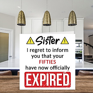 Funny 60th Birthday Cards for Sister - Your Fifties Have Expired - Happy Birthday Card for Sister from Brother Step Sister Sibling, 5.7 x 5.7 Inch Banter Joke Humour Bday Greeting Cards Gift