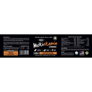 Dog Multivitamin Chewable Treats - Pet Vitamins and Supplement, 10-in-1 Multivitamin for Dogs, Supports Joints, Hip, Bowel, Muscle Health, with Glucosamine and Omega Fish Oil (120 Chews)