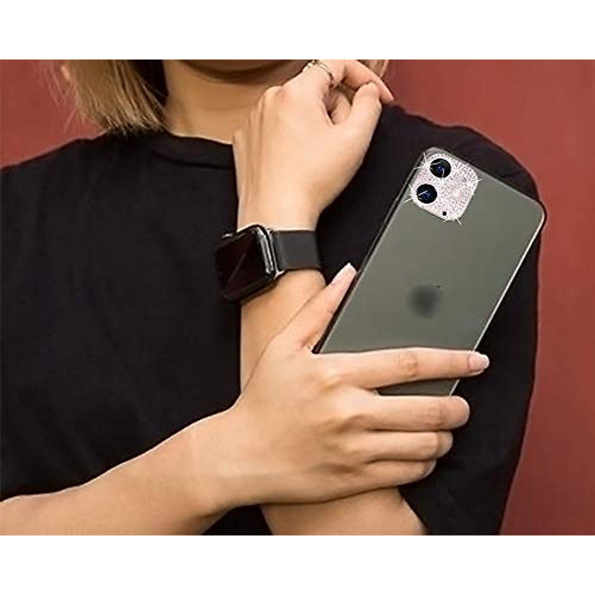 Rear Camera Decorations for iPhone 11 3D Bling Bling Diamond Lens Protective with Flash Hole Ring Anti-Fall Decorate Crystal Rhinstone Sticker iPhone11 Protector Cover Silver