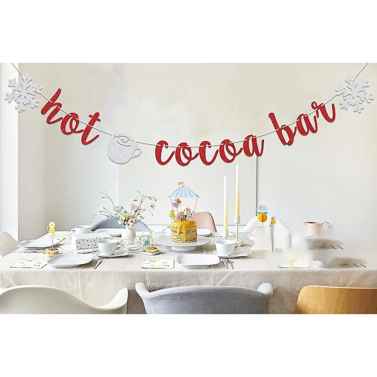Hot Cocoa Bar Banner, Hot Chocolate Bar Decorations, Hot Cocoa Bar Decorations, It’s Cold Outside Bar Sign, Wintertime Holidays Christmas Party Decor Red Silver